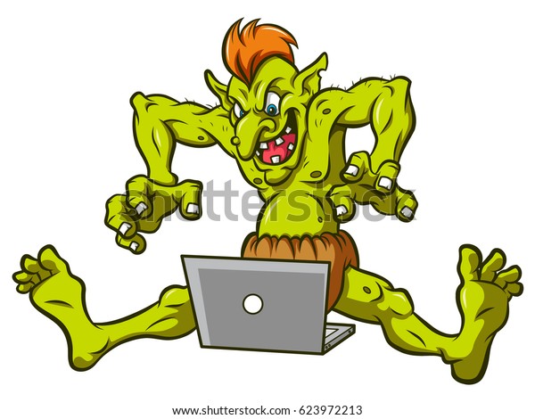Cartoon Crazy Internet Troll Laptop 库存矢量图（免版税）623972213 | Shutterstock