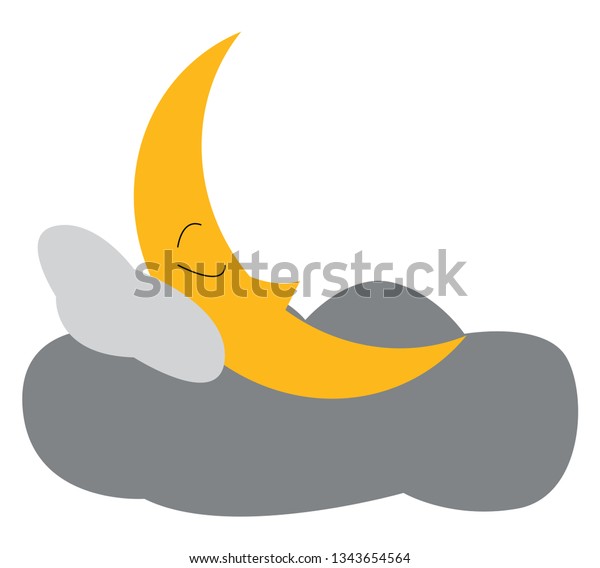 Cartoon Crescent Moon Sleeping On Gray Stock Vector (Royalty Free ...