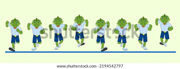 Cartoon Crocodile Frame By Frame Front Stock Vector (Royalty Free ...