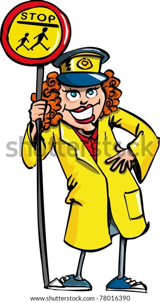 Cartoon Crossing Guard Isolated On White Stock Vector (Royalty Free ...