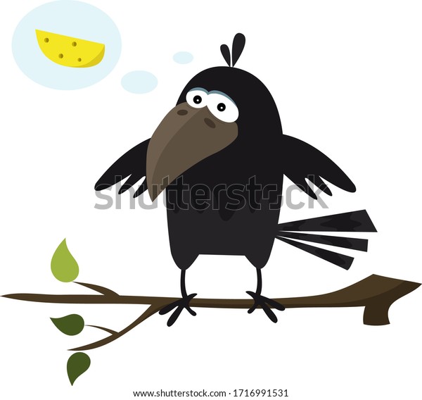 Cartoon Crow Vector Image Cheese Stock Vector (Royalty Free) 1716991531 ...
