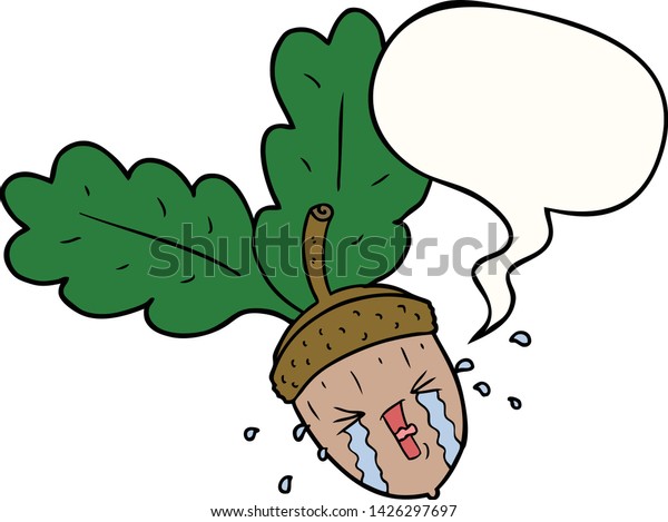 Cartoon Crying Acorn Speech Bubble Stock Vector (Royalty Free ...