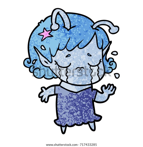 Cartoon Crying Alien Girl Stock Vector (Royalty Free) 717433285 ...