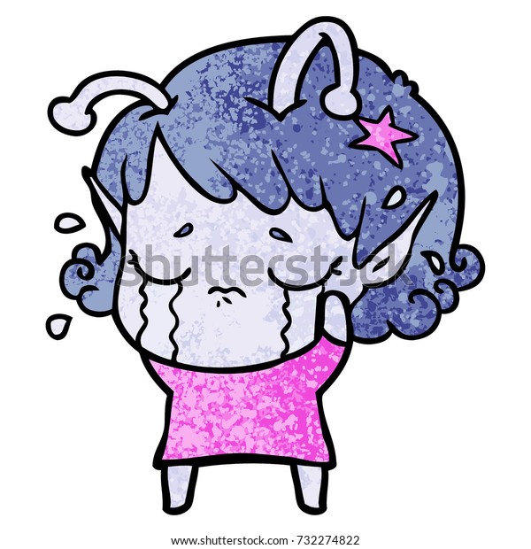 Cartoon Crying Alien Girl Stock Vector (Royalty Free) 732274822 ...