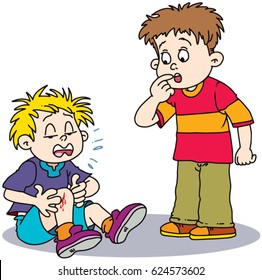 Handdrawn Vector Illustration Two Enemies Boys Stock Vector (Royalty ...