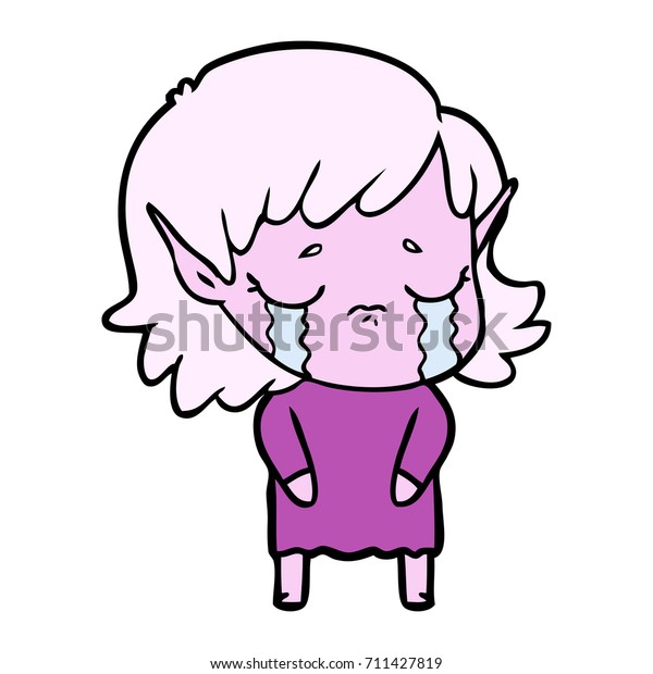 Cartoon Crying Elf Girl Stock Vector (Royalty Free) 711427819 ...