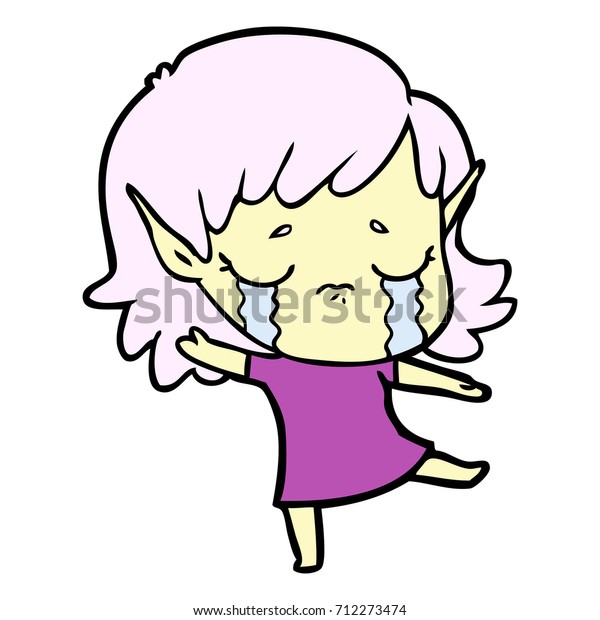 Cartoon Crying Elf Girl Stock Vector (Royalty Free) 712273474 ...
