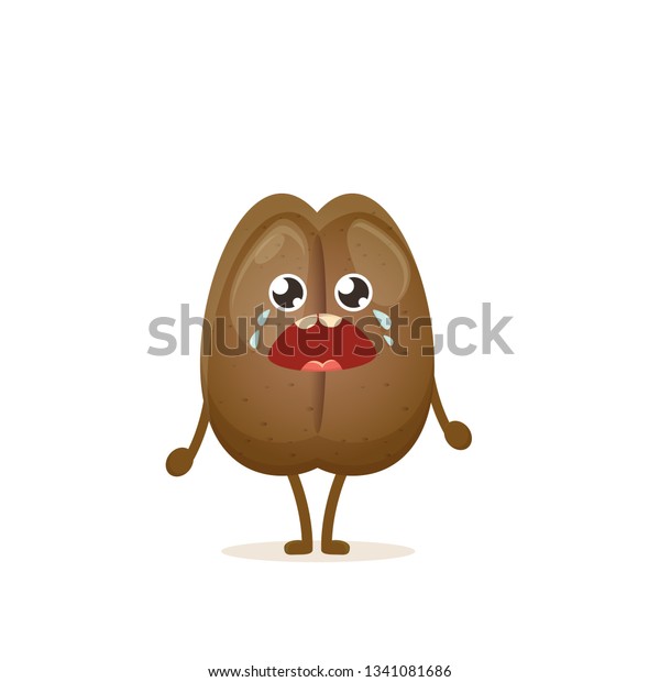 Cartoon Crying Little Coffee Bean Character Stock Vector (Royalty Free ...