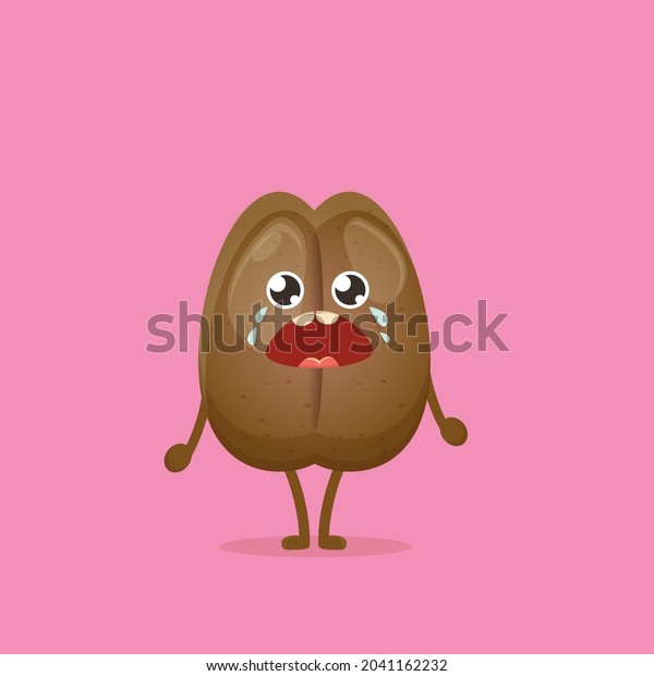 Cartoon Crying Little Coffee Bean Character Stock Vector (Royalty Free ...