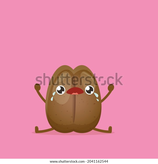 Cartoon Crying Little Coffee Bean Character Stock Vector (Royalty Free ...