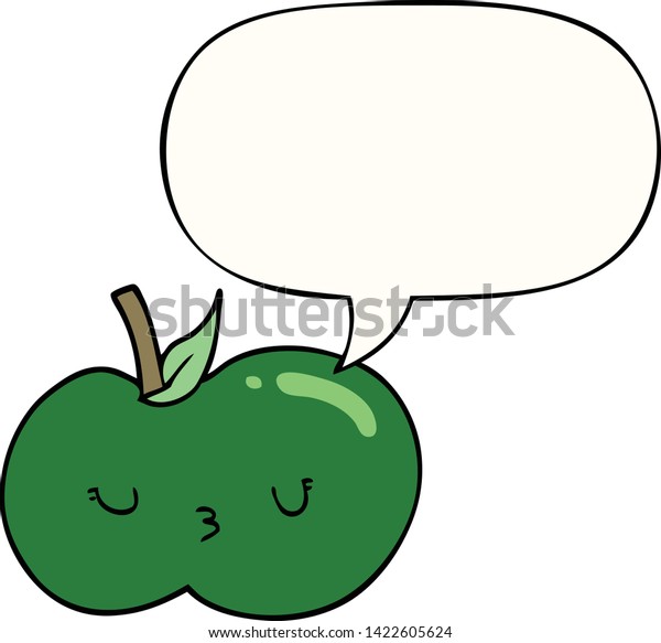 Cartoon Cute Apple Speech Bubble Stock Vector (Royalty Free) 1422605624 ...