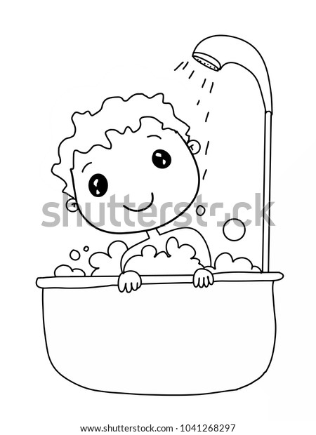 Cartoon Cute Bathing Child Boy Drawing: เวกเตอร์สต็อก (ปลอดค่าลิขสิทธิ์ ...