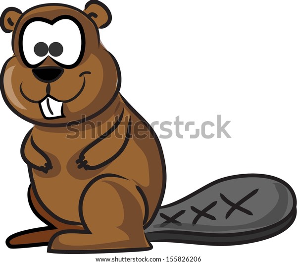 Cartoon Cute Beaver Stock Vector (Royalty Free) 155826206