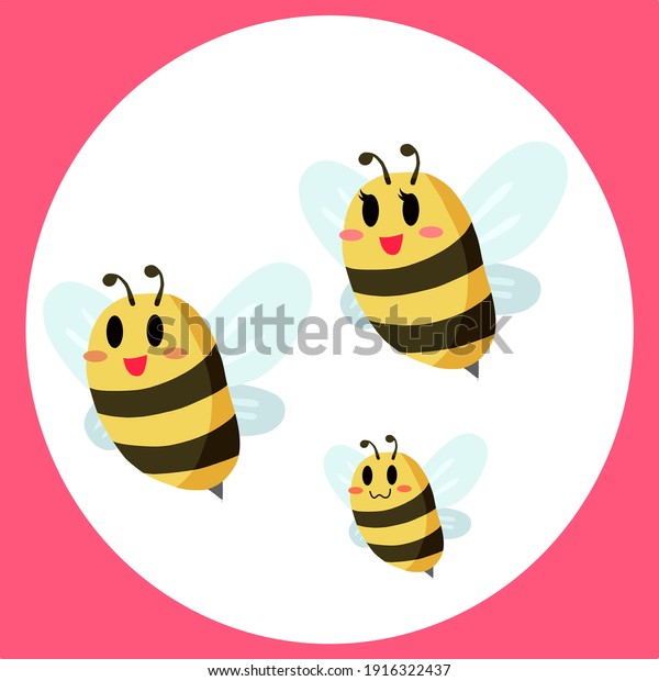 Cartoon Cute Bee Family Bee Vector Stock Vector (Royalty Free ...