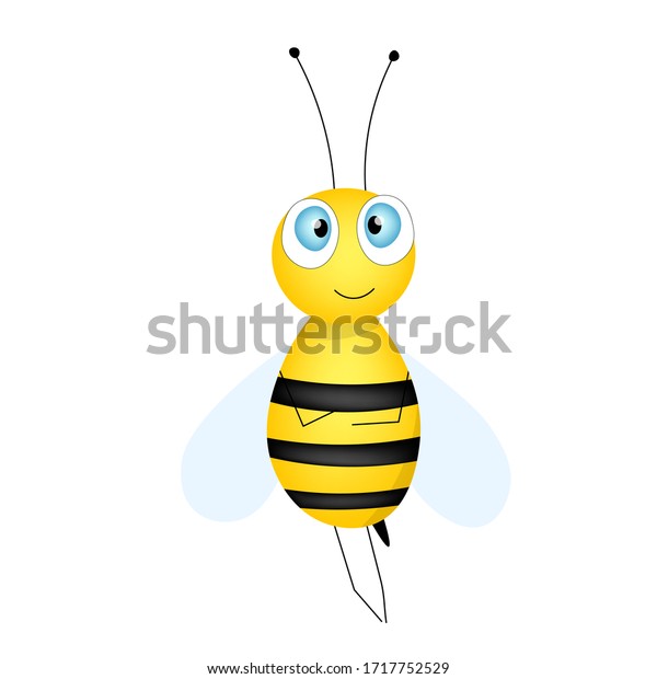Vektor Stok Cartoon Cute Bee Mascot Surprised Bee (Tanpa Royalti ...