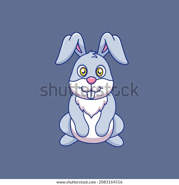 Cartoon Cute Bunny Sitting Vector Illustration Stock Vector (Royalty ...