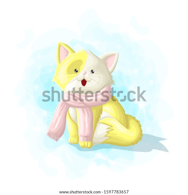 Cartoon Cute Cat Winter Illustration Vector Stock Vector (Royalty Free ...