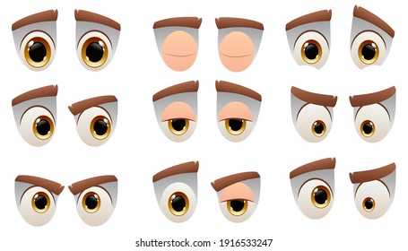 Cartoon Cute Characters Eyes Set Stock Vector (Royalty Free) 1916533247 ...