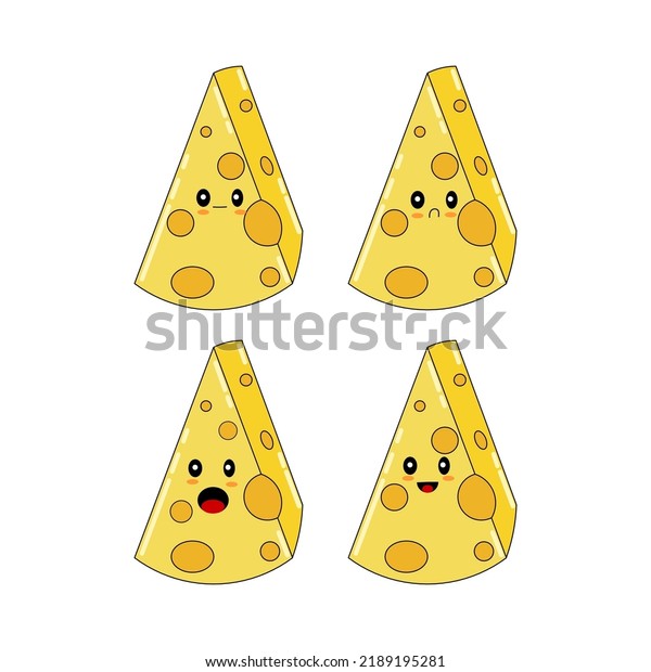 Cartoon Cute Cheese Illustrations Collection Stock Vector (Royalty Free ...