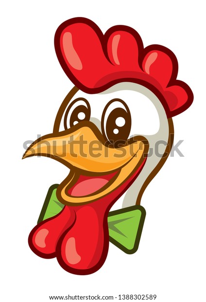 Cartoon Cute Chicken Head Character Vector: เวกเตอร์สต็อก (ปลอดค่า ...