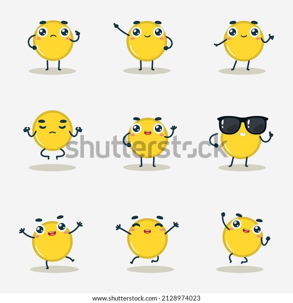 Cartoon Cute Coin Characters Vector Design Stock Vector (Royalty Free ...