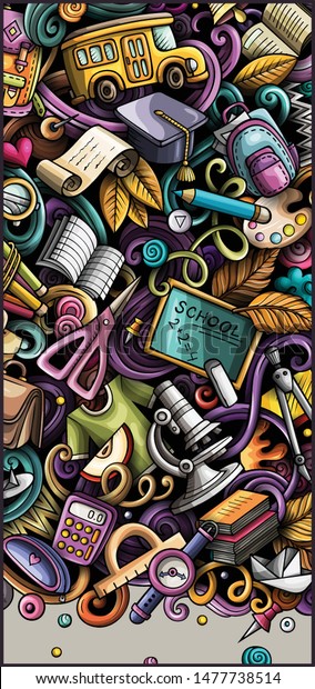 Cartoon cute colorful vector hand drawn doodles School background ... Cartoon cute colorful vector hand drawn doodles School background ...