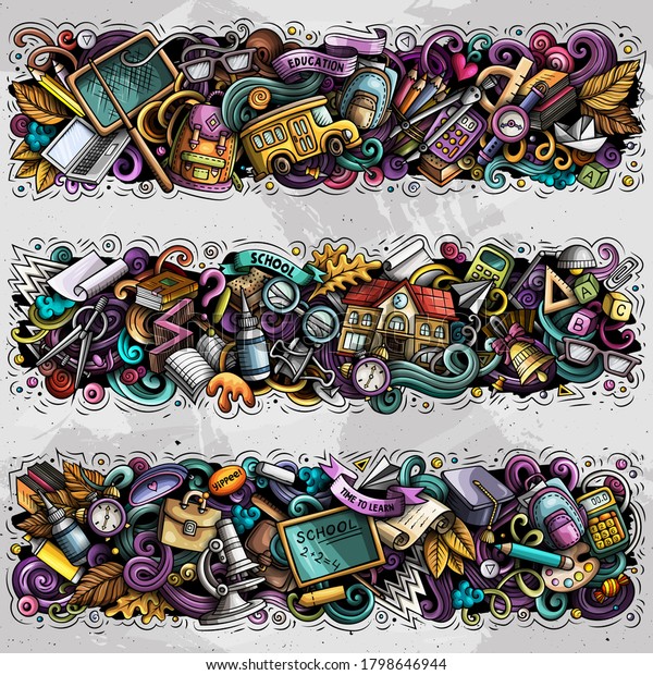 Cartoon Cute Colorful Vector Hand Drawn: стоковая векторная графика ...