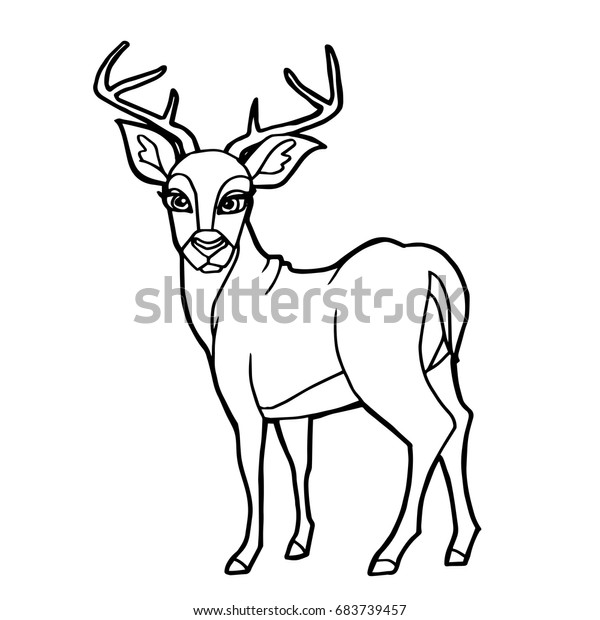 Cartoon Cute Deer Coloring Page Vector Stock Vector (Royalty Free ...