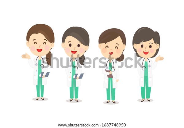 Cartoon Cute Doctor Team Vector Stock Vector (Royalty Free) 1687748950 ...
