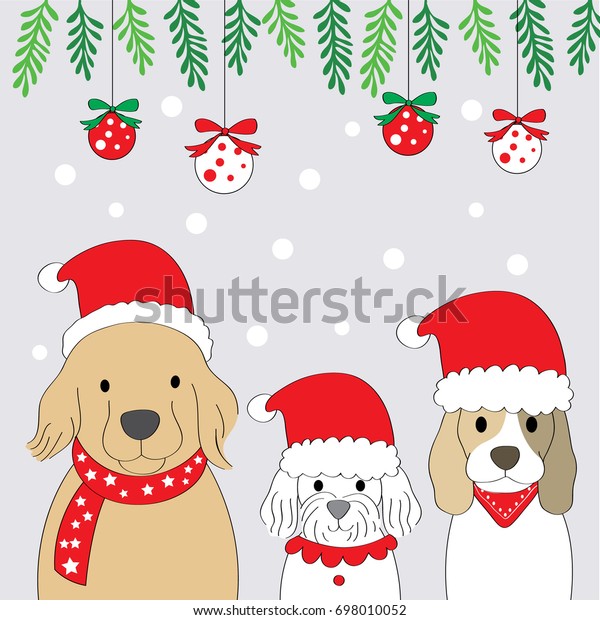 Cartoon Cute Dogs Christmas Vector Stock Vector (Royalty Free ...