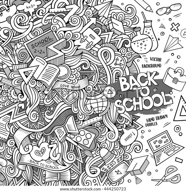 Cartoon Cute Doodles Hand Drawn School Stock Vector (Royalty Free ...