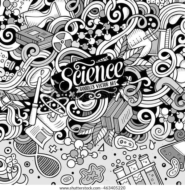 Cartoon Cute Doodles Hand Drawn Science Stock Vector (Royalty Free ...