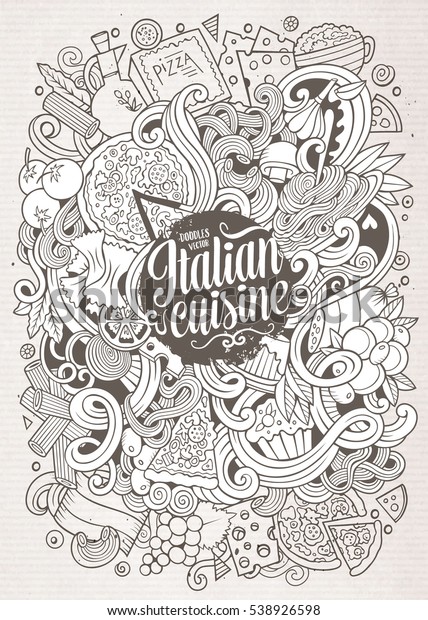 Dibujo italiano de caricaturas adorables con: vector de stock (libre de ...