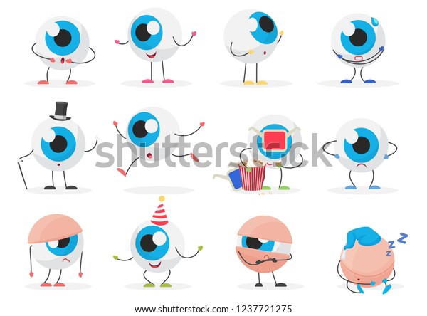 Cartoon Cute Funny Eye Ball Emoticon Stock Vector (Royalty Free ...