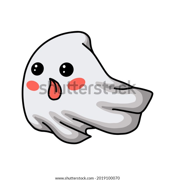 Cartoon Cute Ghost Flying Sticking His Stock Vector (Royalty Free ...