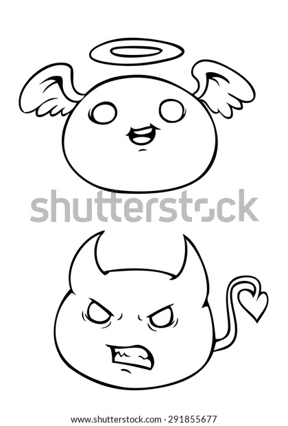 Cartoon Cute Good Evil Balls Stock Vector (Royalty Free) 291855677 ...