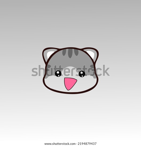 Cartoon Cute Gray Cat Head Expression Stock Vector (Royalty Free ...