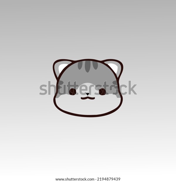 Cartoon Cute Gray Cat Head Expression Stock Vector (Royalty Free ...