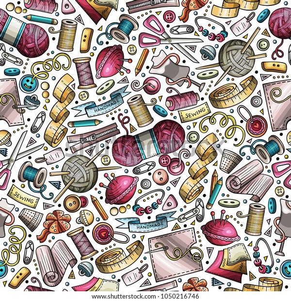 Cartoon Cute Hand Drawn Handmade Seamless Stock Vector (Royalty Free ...