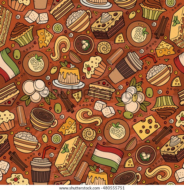 Cartoon Cute Hand Drawn Italian Food Stock Vector (Royalty Free ...