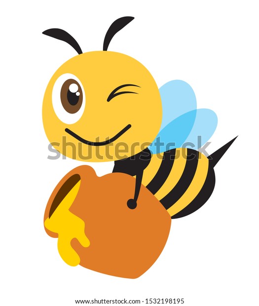 Cartoon Cute Happy Bee Carry Big Stock Vector (Royalty Free) 1532198195 ...