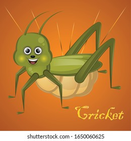 Cartoon Cute Happy Cricket Vector Stock Vector (Royalty Free ...
