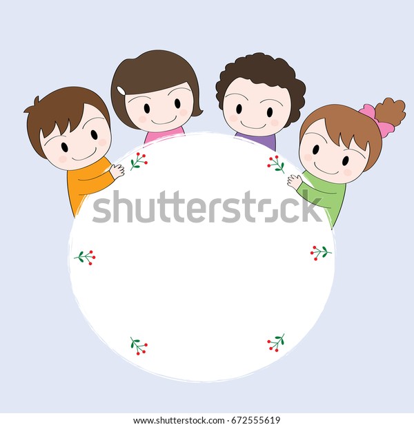 Cartoon Cute Kids Blue Backgroundvector Stock Vector (Royalty Free ...