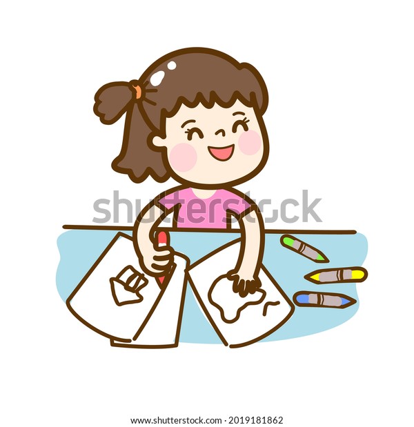 Cartoon Cute Kids Drawing Vector Stock Vector (Royalty Free) 2019181862 ...