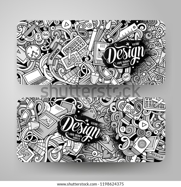 Cartoon Cute Line Art Vector Hand Stock Vector (Royalty Free ...