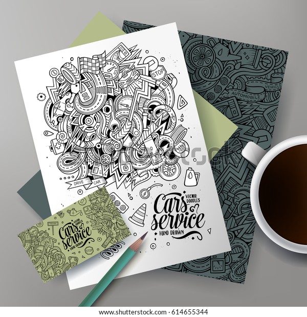 Cartoon Cute Line Art Vector Hand Stock Vector (Royalty Free) 614655344 ...