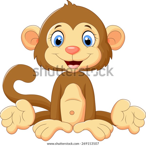 Cartoon Cute Monkey Sitting Stock Vector (Royalty Free) 269153507