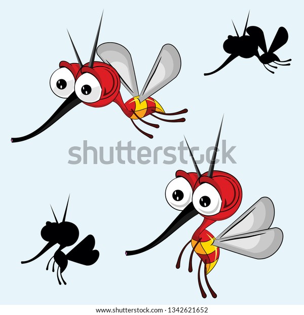 Cartoon Cute Mosquito Silhouette Vector Illustration Stock Vector ...