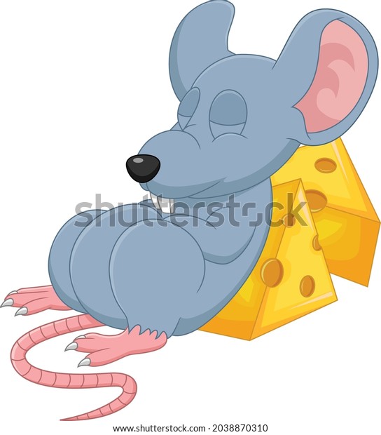 Cartoon Cute Mouse Sleeping On White Stock Vector (Royalty Free ...