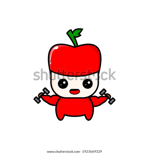 Cartoon Cute Muscular Apple Vector Design Stock Vector (Royalty Free ...